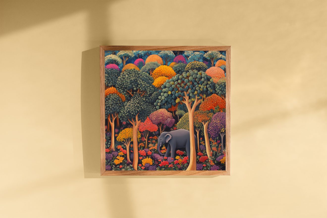 Colourful Elephant in the Forest | Henri Rousseau Style Poster | Retro ...