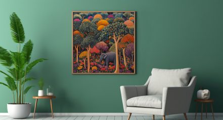 Colourful Elephant in the Forest | Henri Rousseau Style Poster | Retro ...